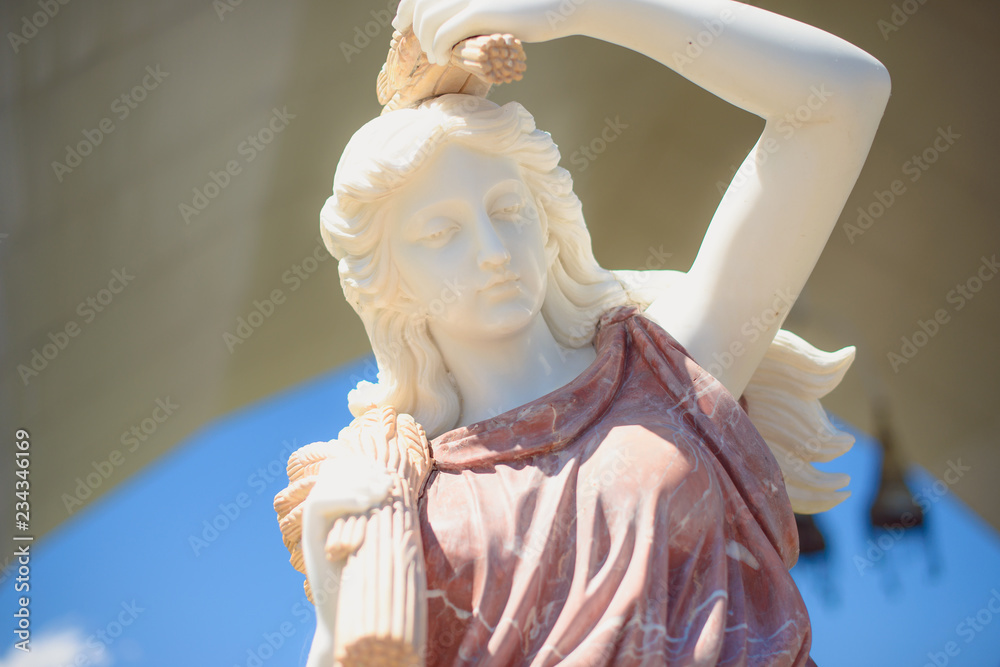 The statue of the Greek goddess. Portrait of a statue of a woman ...