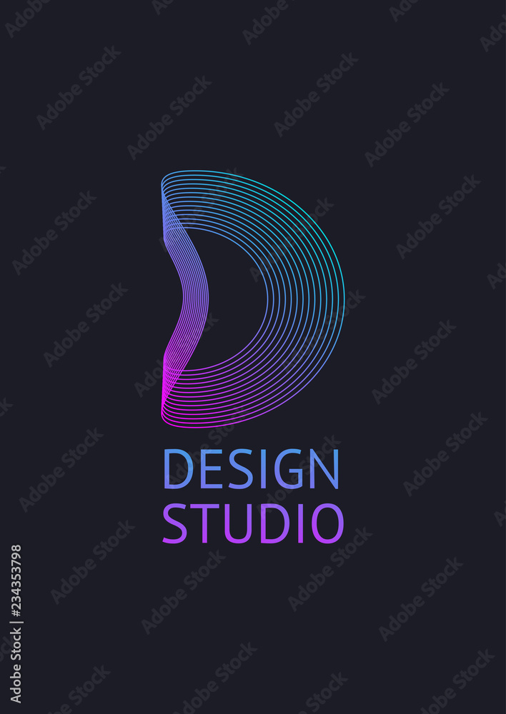 Vector minimal concept for abstract logo icon letter D. Digital Logo ...