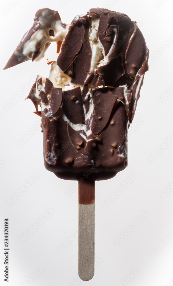 Chocolate ice cream bar broken into pieces Stock Photo | Adobe Stock