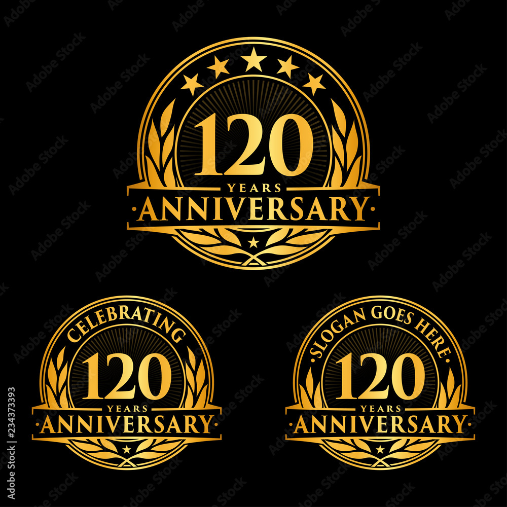 120 Years Anniversary Set. 120th Celebration Logo Collection. Vector ...