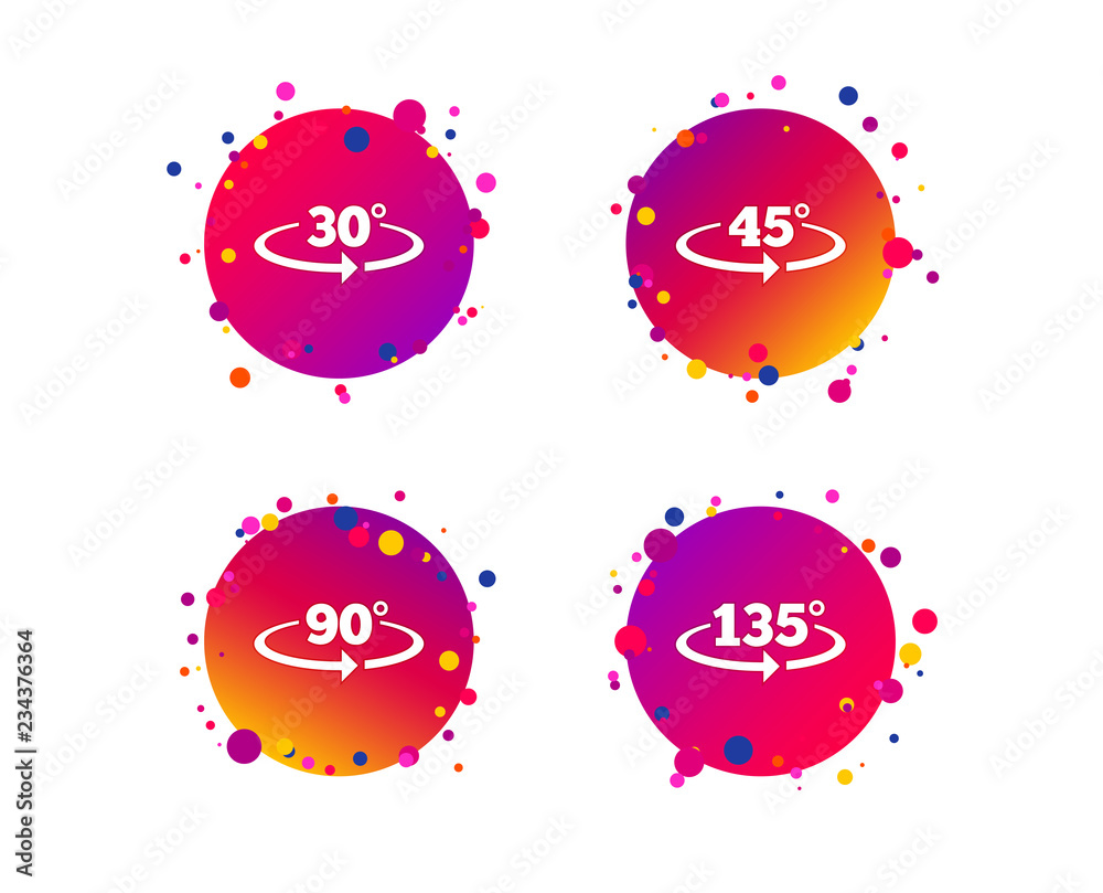 Angle 30-135 degrees icons. Geometry math signs symbols. Full complete ...