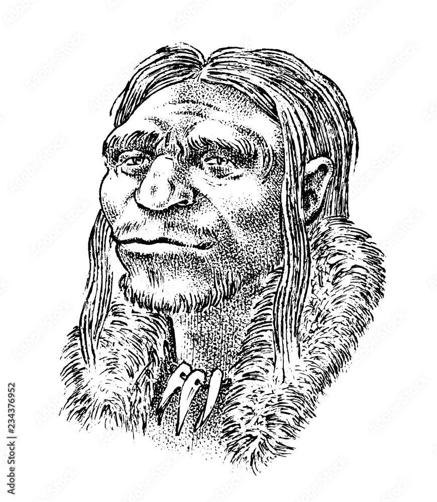 Primitive people. Prehistoric period, ancient tribe, cave barbarian man ...
