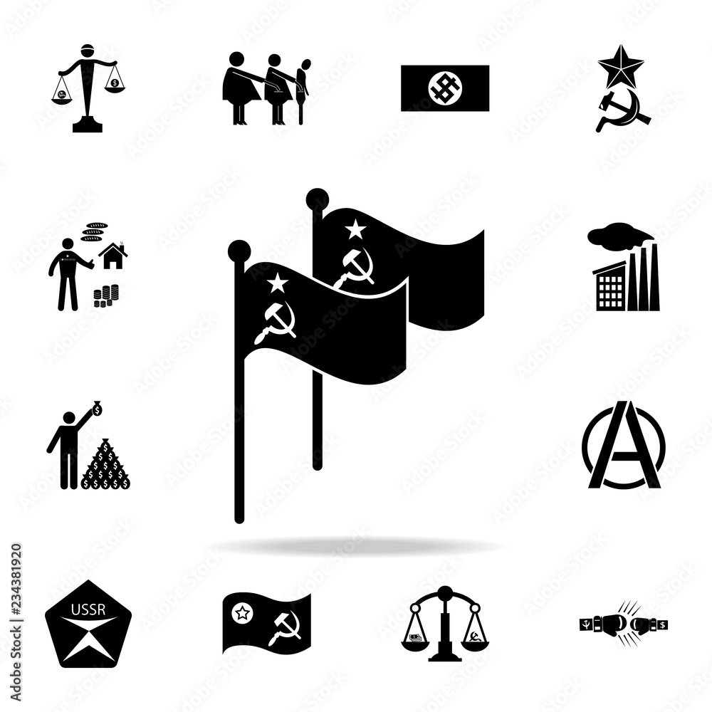 Soviet and working flag icon. Detailed set of communism and socialism ...