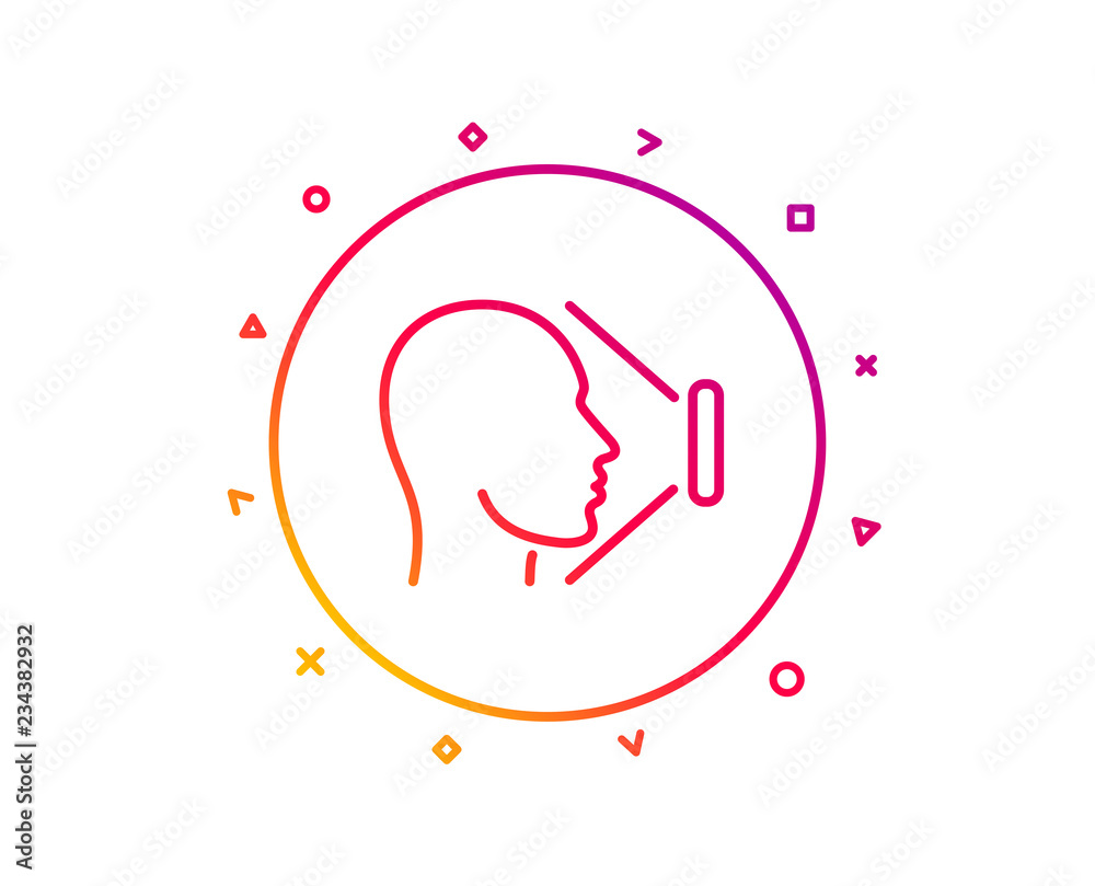 Face scanning line icon. Phone Face id sign. Head identification symbol ...