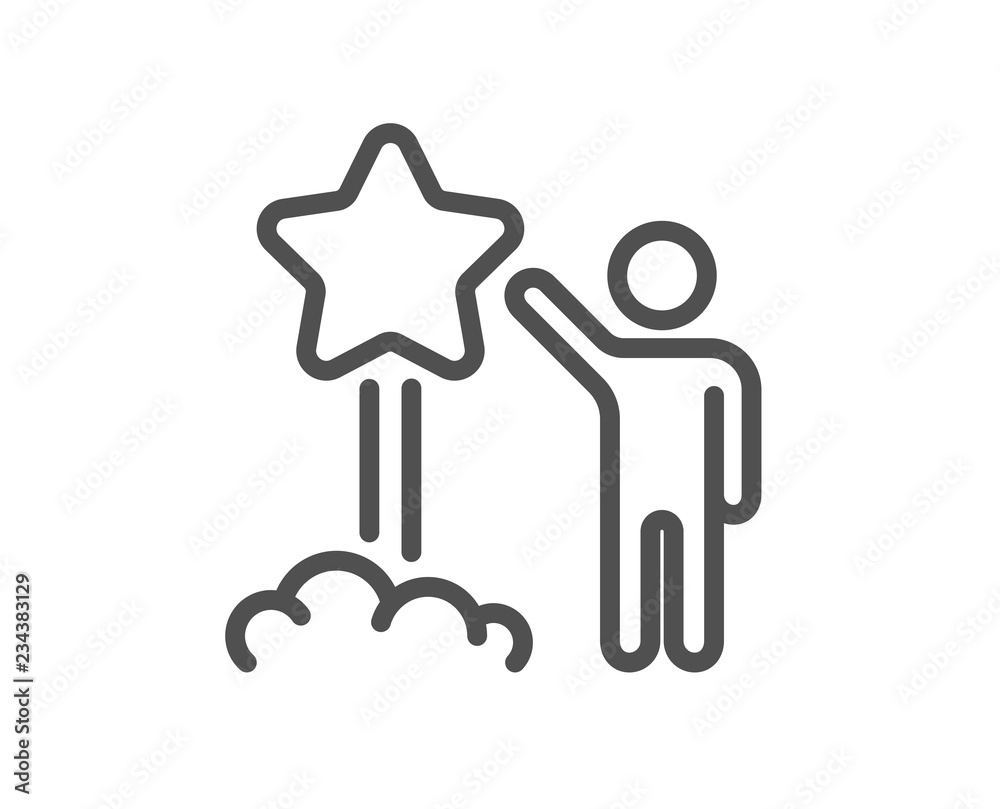 Launch star line icon. Feedback rating sign. Customer satisfaction ...