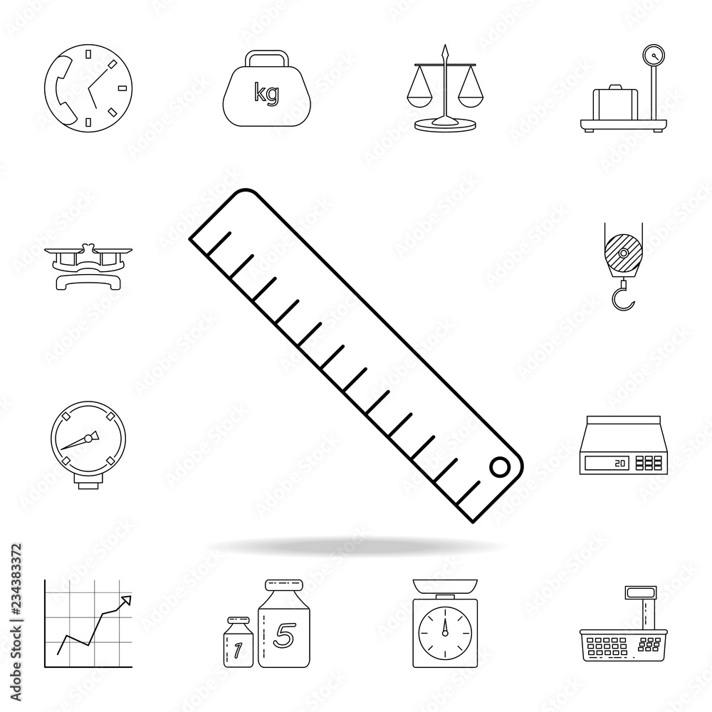 ruler icon. Detailed set of measuring instruments icons. Premium ...