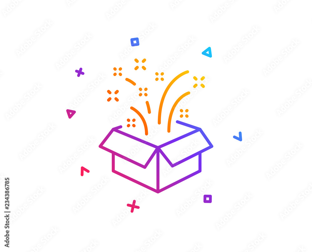 Gift box open line icon. Christmas or New year presents sign. Surprise ...