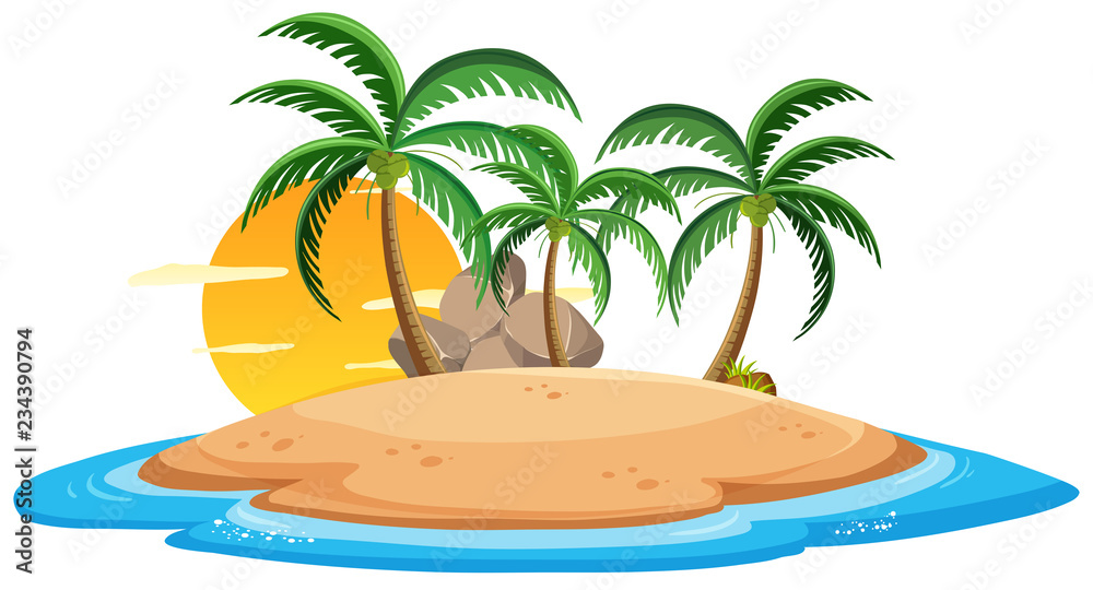 Isolated island on white background Stock Vector | Adobe Stock