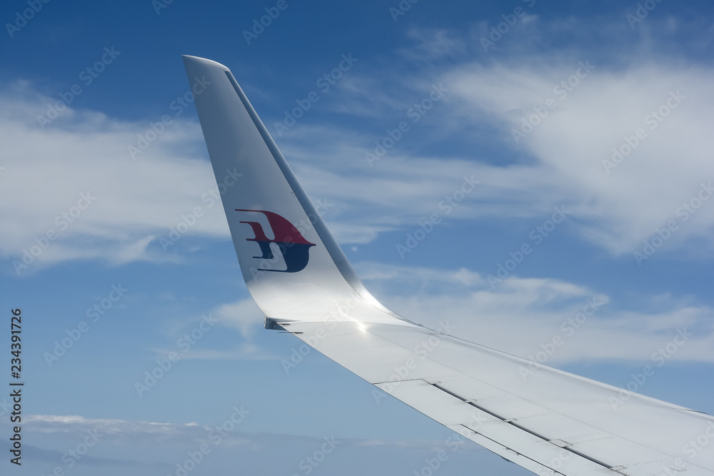 KLIA, MALAYSIA - MAY 2019 : MAS flight wing panorama with copy space ...