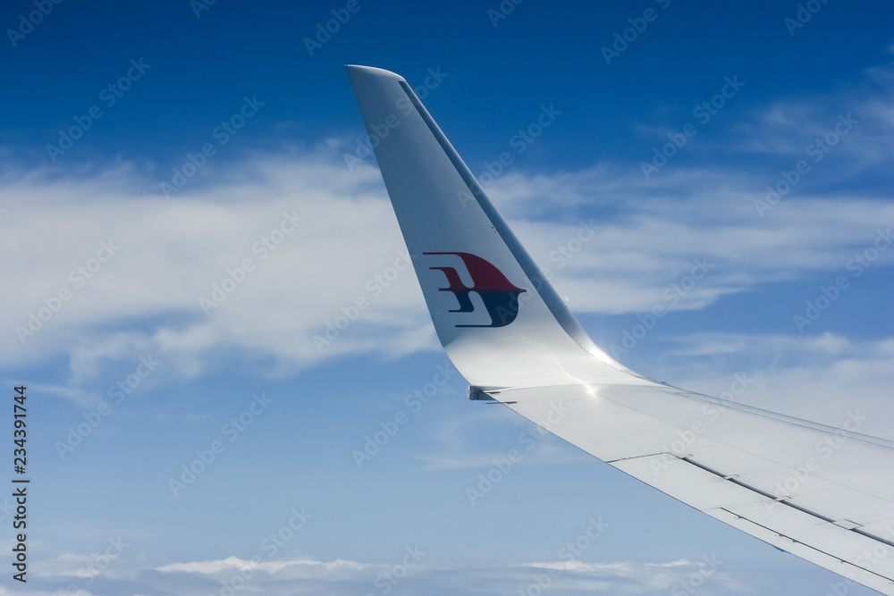 KLIA, MALAYSIA - MAY 2019 : MAS flight wing panorama with copy space ...