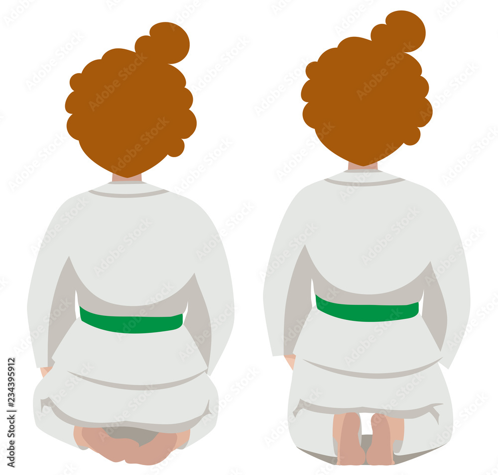 Vector illustration of a girl in uniform. The basic poses seiza and ...