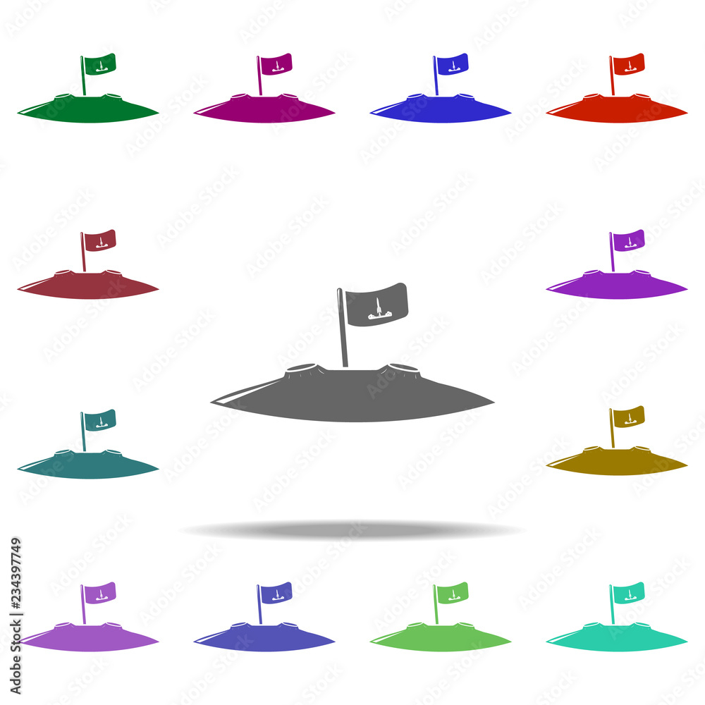 flag on planet icon. Elements of Space in multi color style icons ...