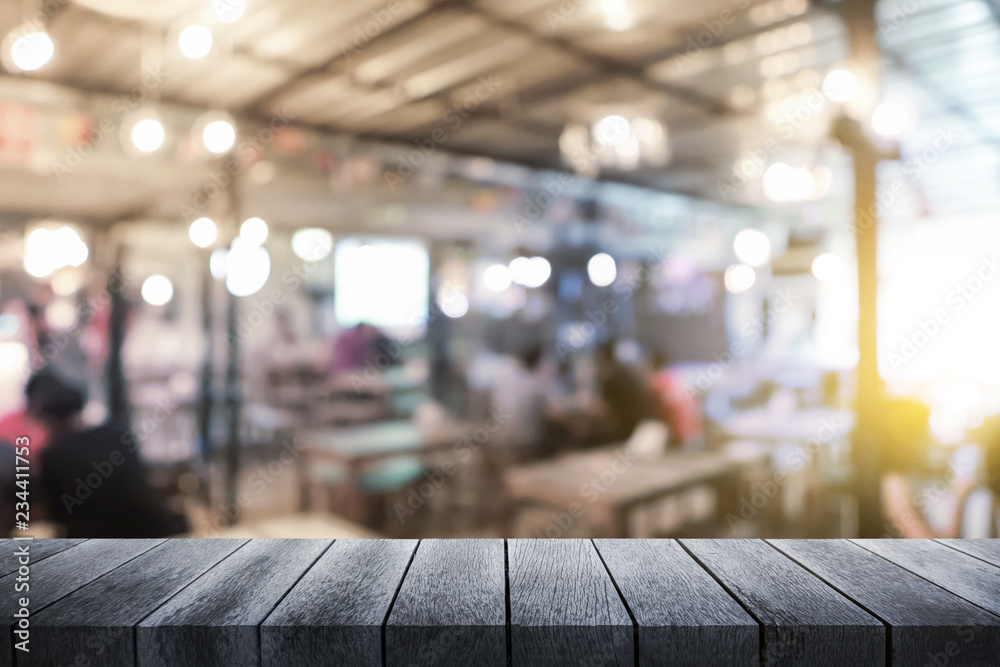 Close up top wood table for montage product display and design key ...