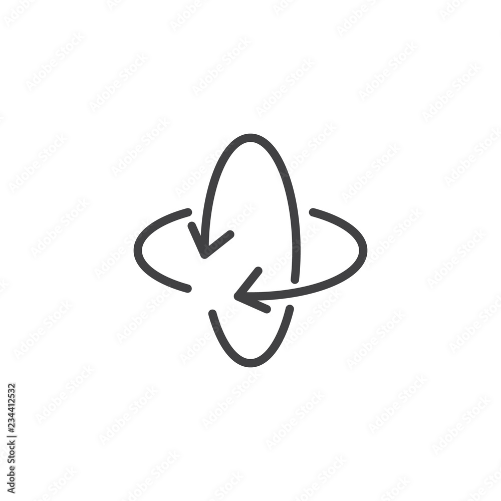 Rotation arrows outline icon. linear style sign for mobile concept and ...