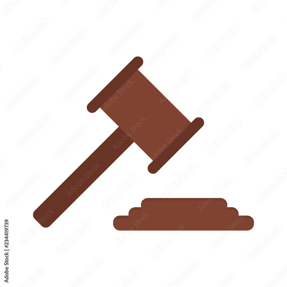 law hammer icon in flat style isolated vector illustration on white ...