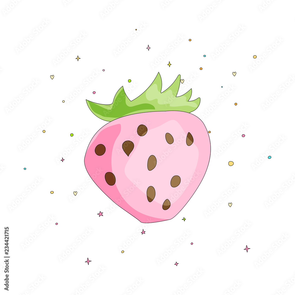 Cute Pink Strawberry Cartoon