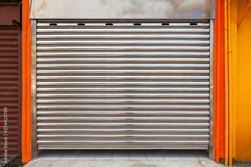 Closed garage metal roll gate, texture Stock Photo | Adobe Stock