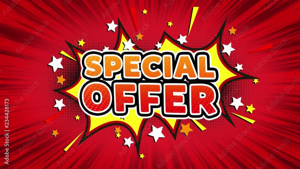 Special Offer Word Retro Cartoon Comic Bubbles Popup Style illustration ...