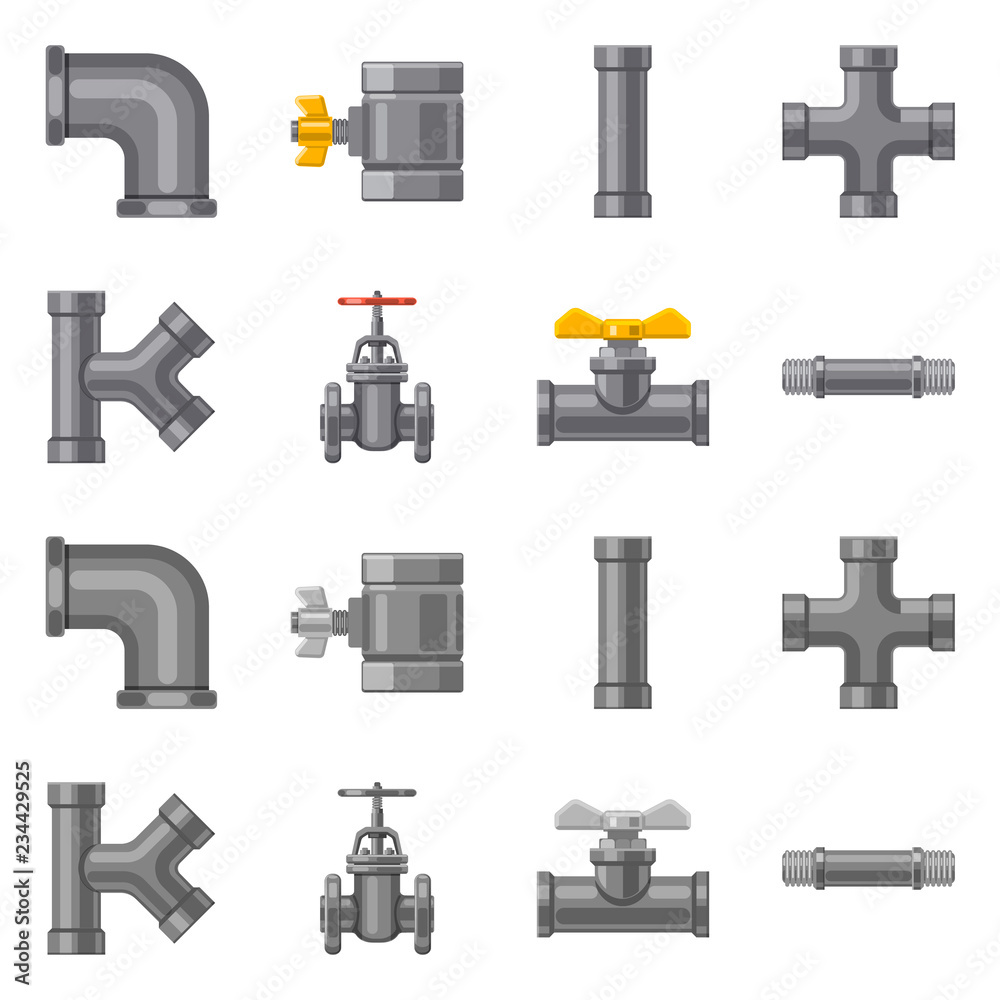 Vector illustration of pipe and tube icon. Set of pipe and pipeline ...