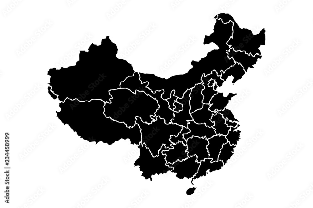 Mapa negro de china. Stock Vector | Adobe Stock