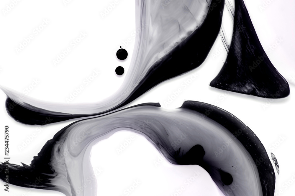 Messy ink background. Black on white texture. Abstract textured brush ...