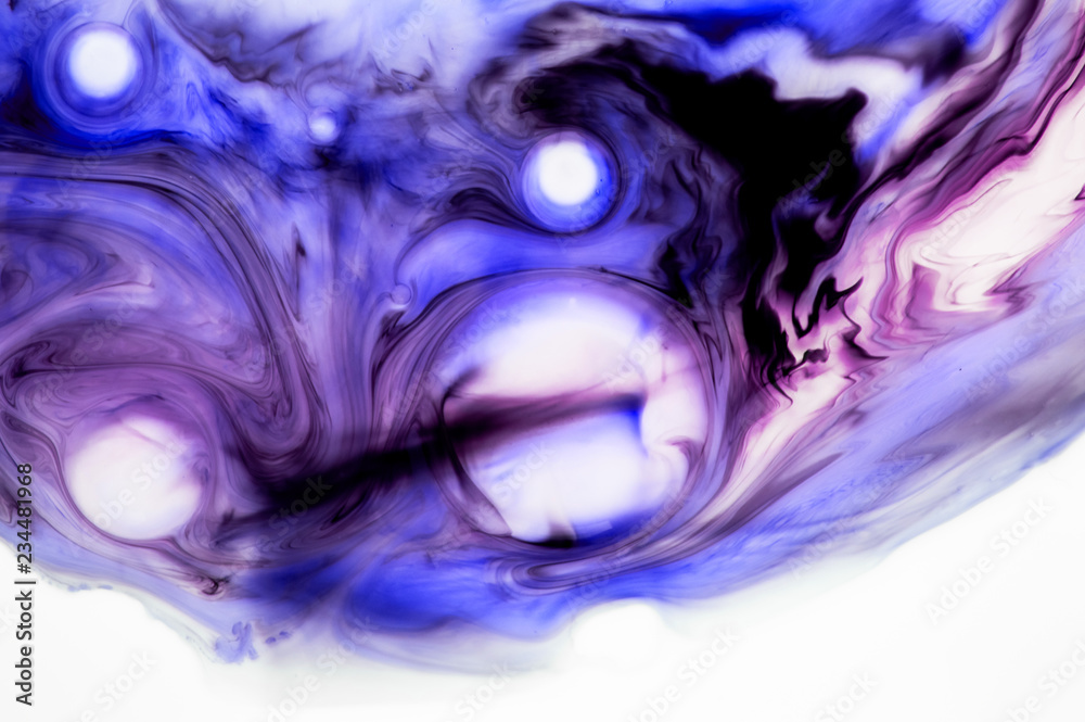 Messy ink background. Black, blue and purple. Abstract textured brush ...