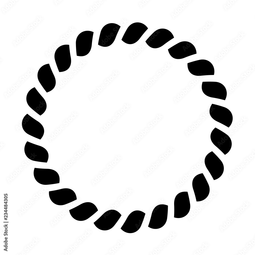 Circle of rope pattern. Ornamental decorative frame. Black vector ...