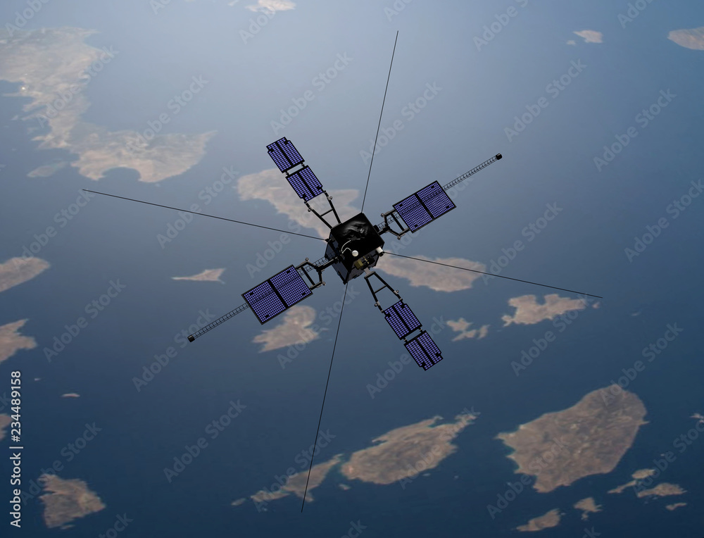 ภาพประกอบสต็อก Satellite scientifico ARASE, in orbita intorno alla ...