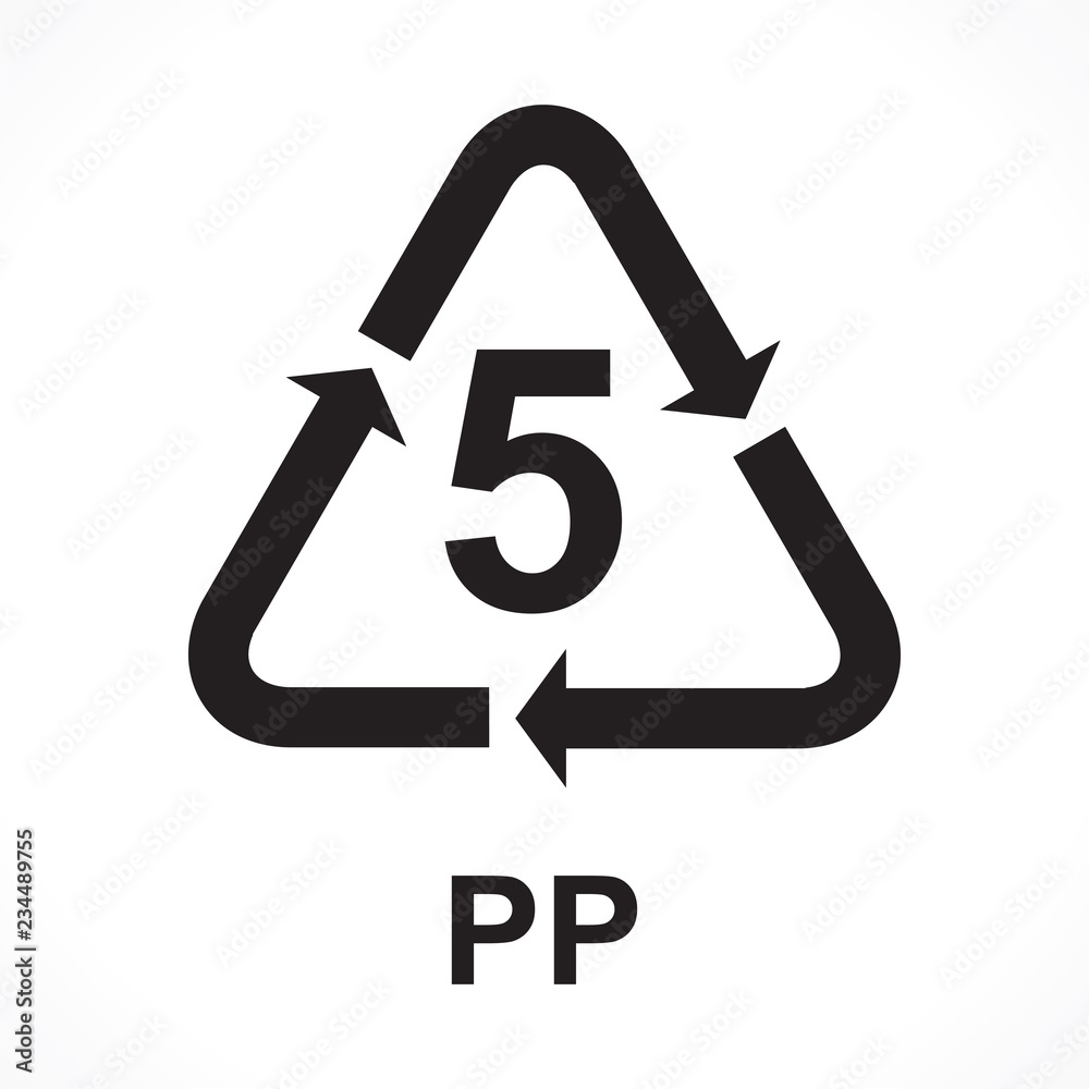 Recycling Symbols number 5 PP, vector Stock Vector | Adobe Stock