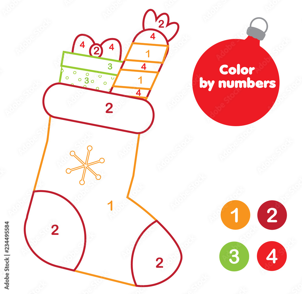 Christmas Color by numbers for kids. Educational game for children ...