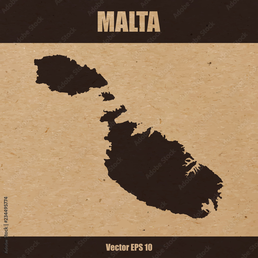Detailed map of Malta on craft paper background Stock Vector | Adobe Stock