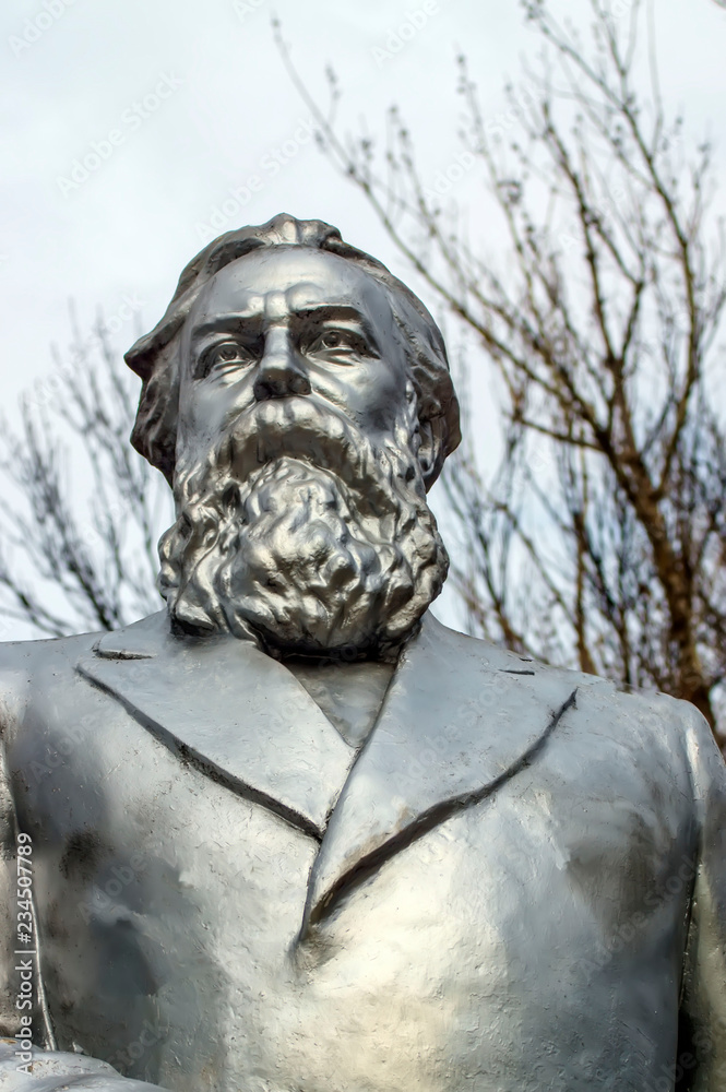 historical object of the USSR times park monument Friedrich Engels ...