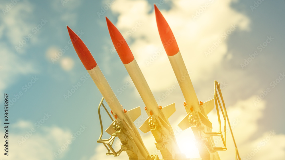 three missiles on the installation are aimed upwards. weapons of mass ...