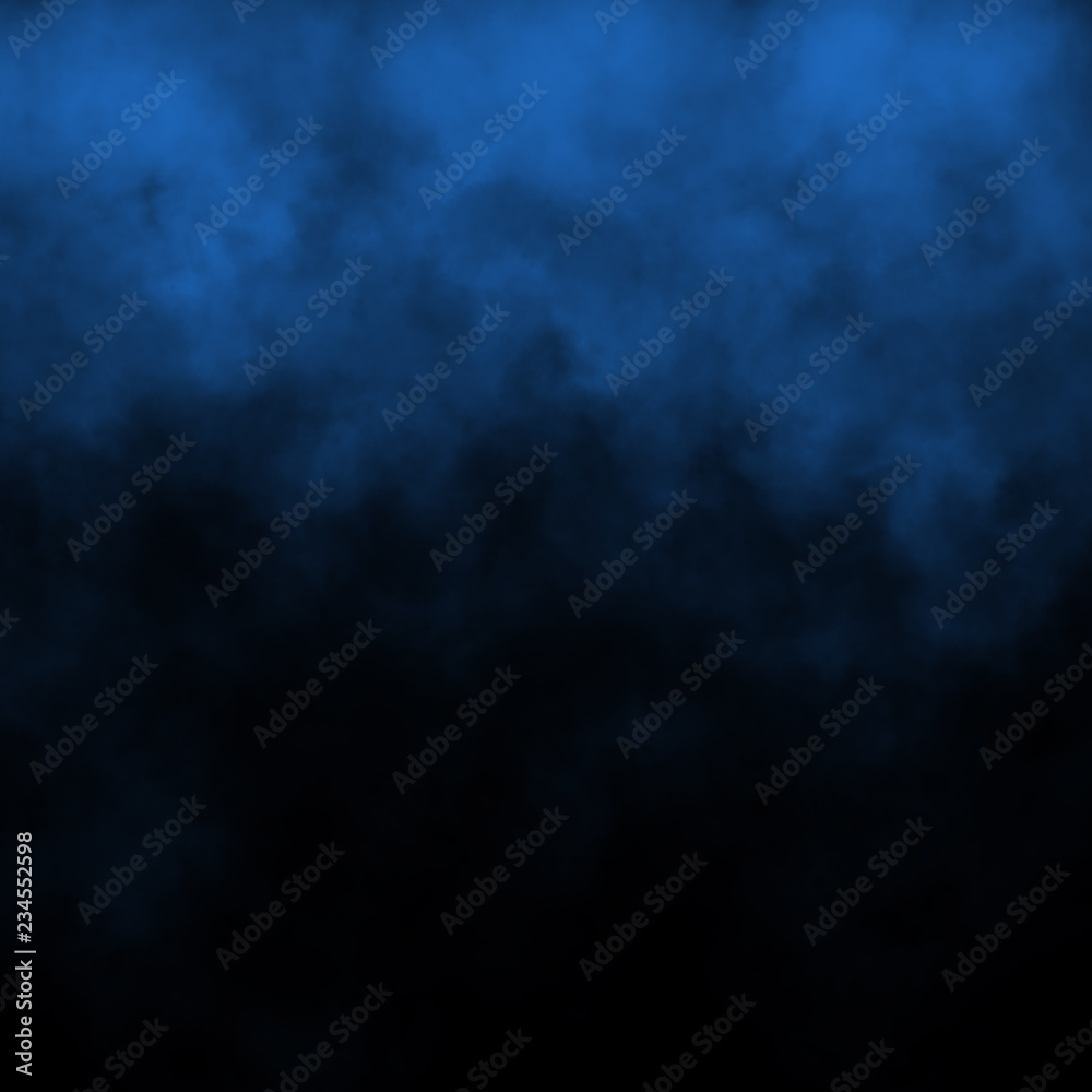 Blue fog and mist effect on black stage studio showcase room background ...