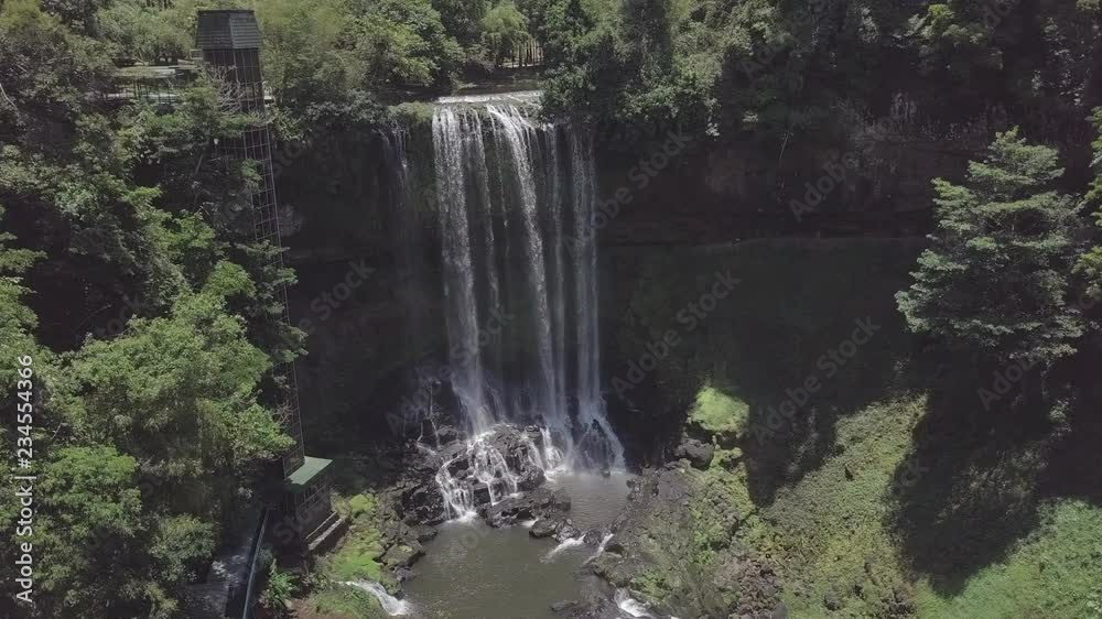 2K Aerial view of Dambri waterfall in Vietnam. Highest and famous ...
