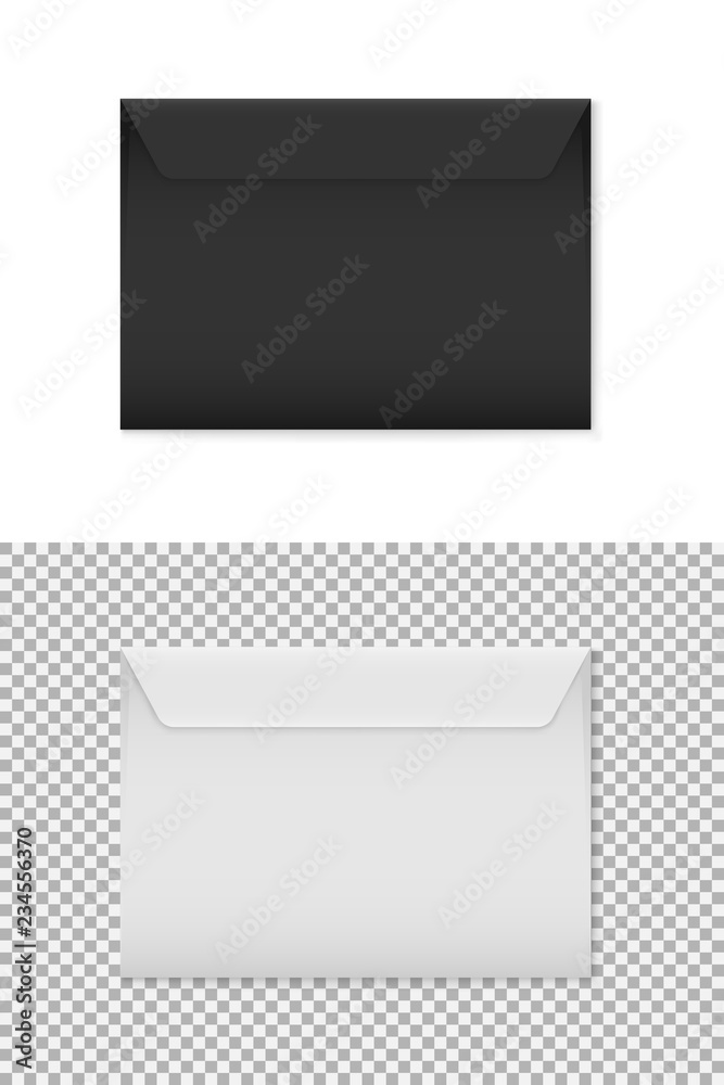 Vector mockup of Black and white c6 paper envelope isolated on white ...