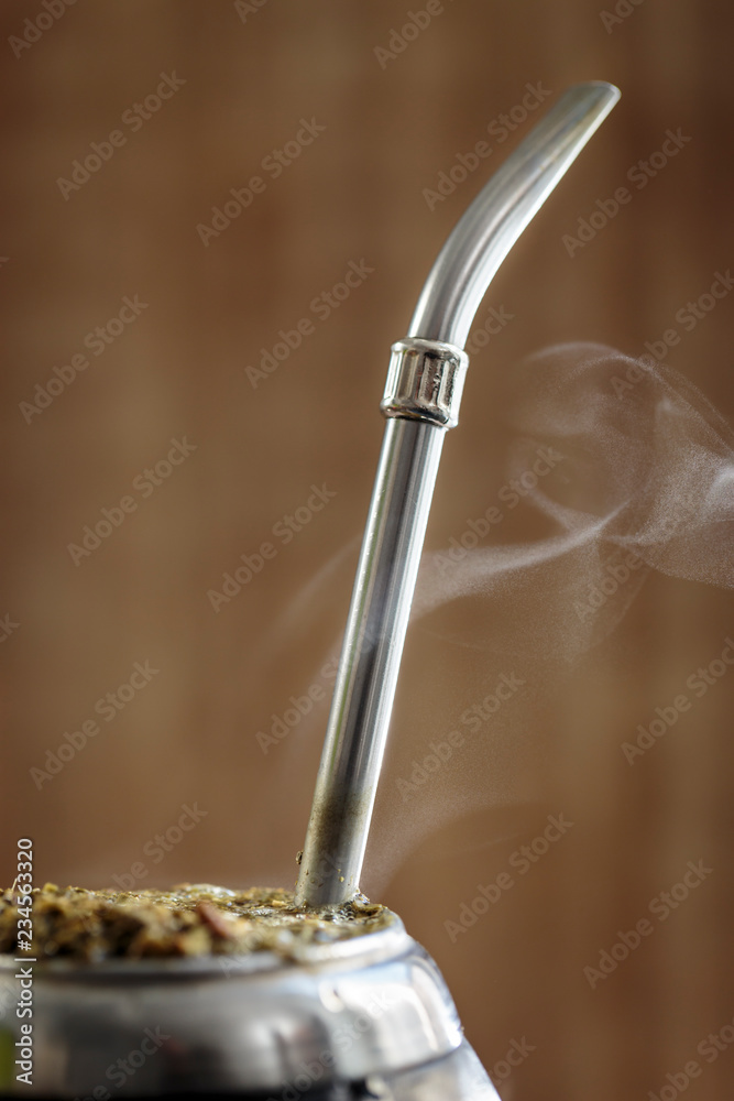 Close-Up Of Hot Traditional South American, Caffeine-Rich Infused Drink ...