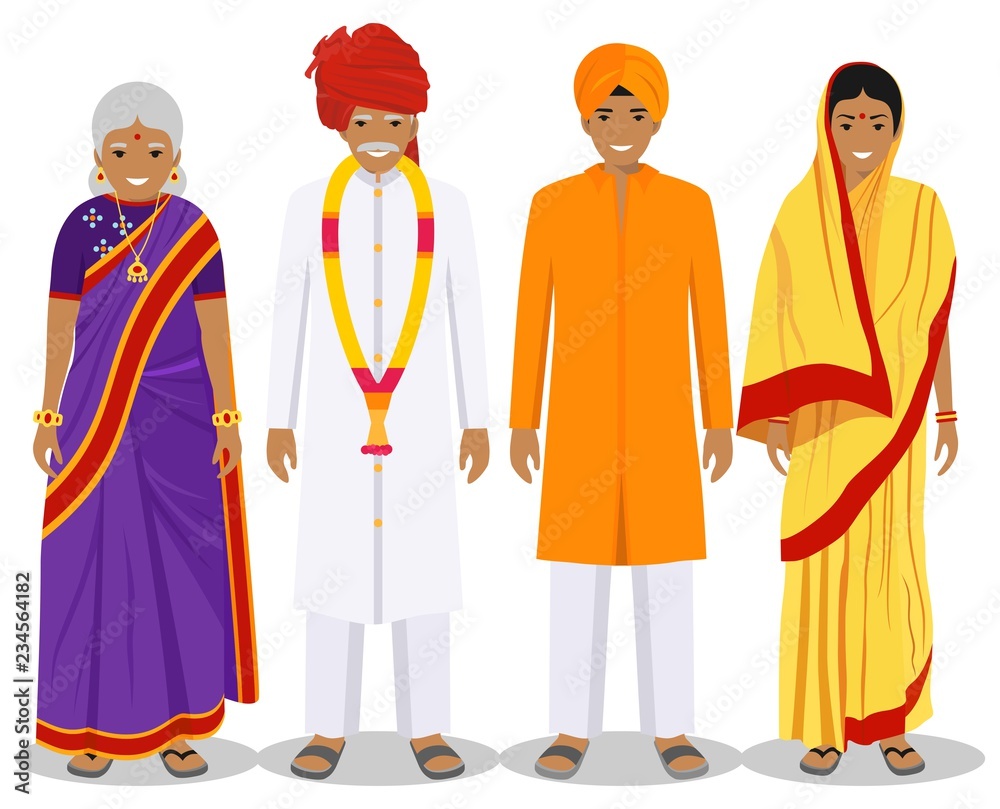 Family and social concept. Indian person generations at different ages ...