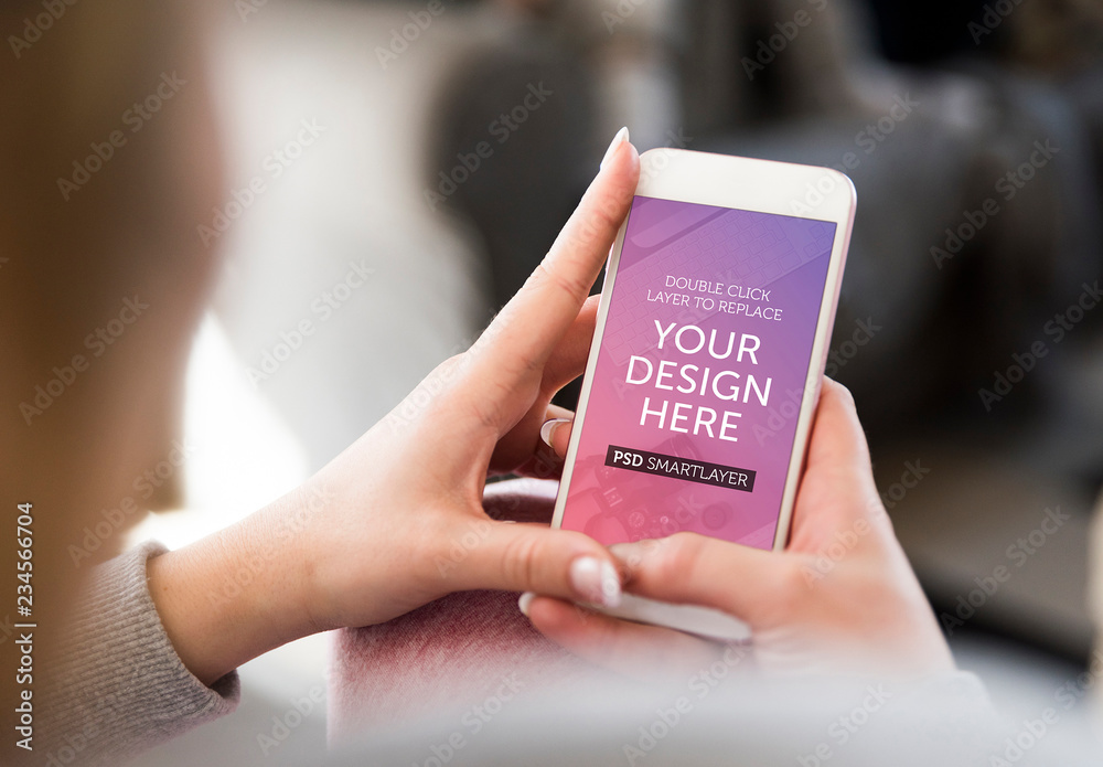 Hands Holding Smartphone Mockup Stock Template | Adobe Stock