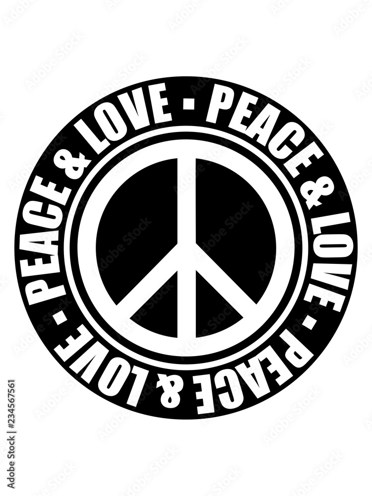 symbol rund text peace and love stempel kreis zeichen frieden krieg ...