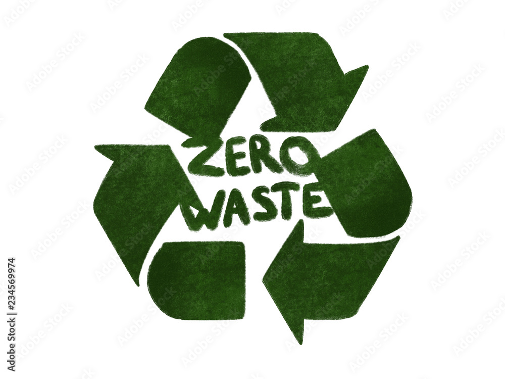 Zero waste concept. Recycle. Green arrows in triangle icon, isolated on ...