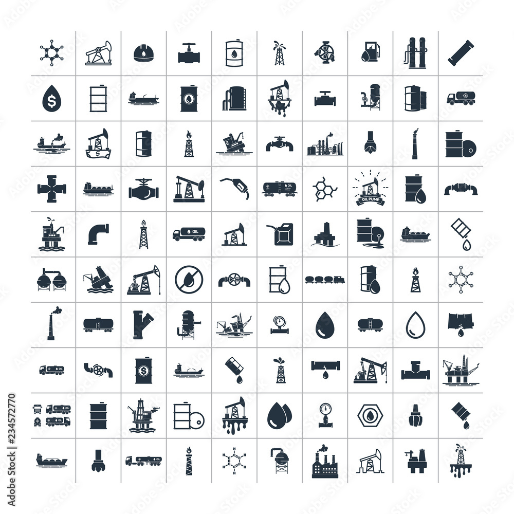 200 oil and gas industry isolated icons on white background Stock ...