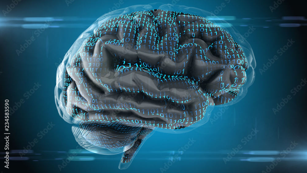 AI Artificial intelligence digital robotic brain deep learning computer ...