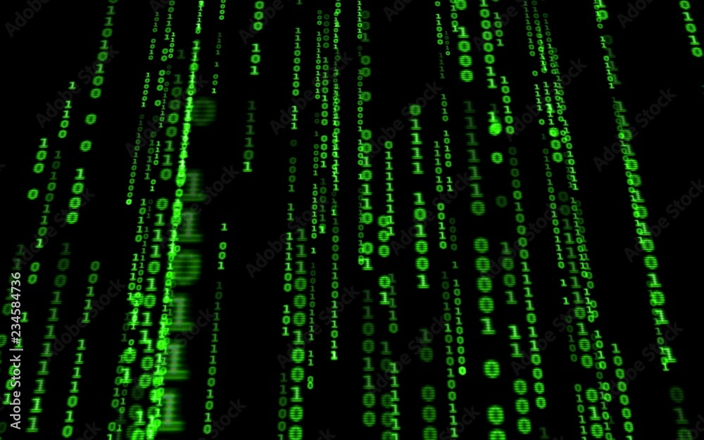 Background in a matrix style.Binary computer code on black background ...