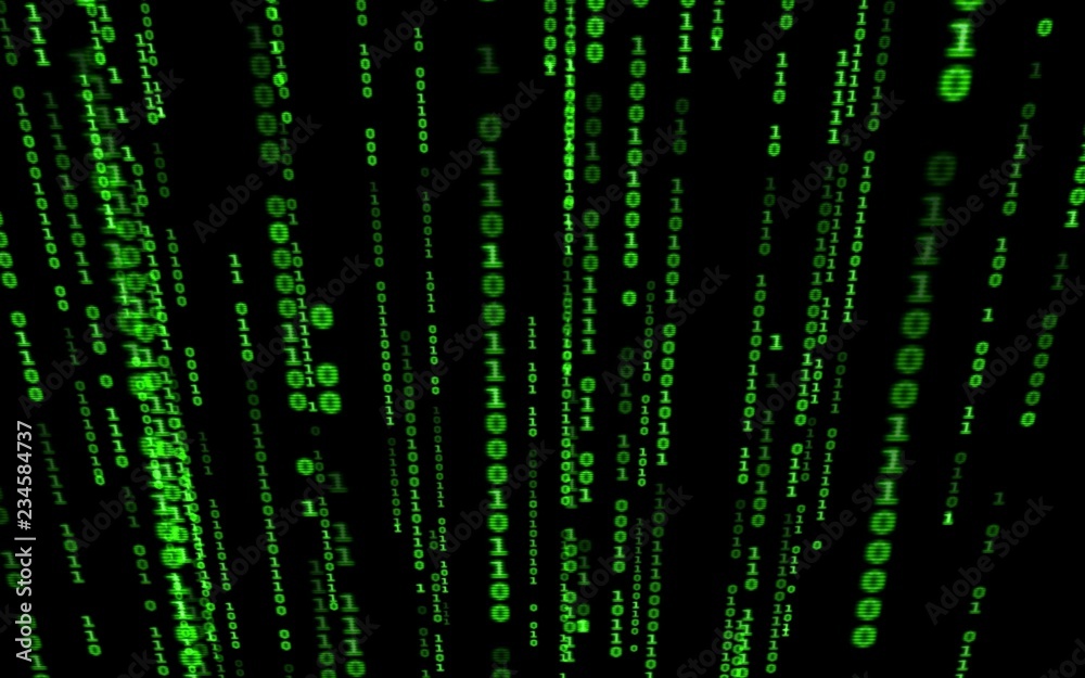 Background in a matrix style.Binary computer code on black background ...