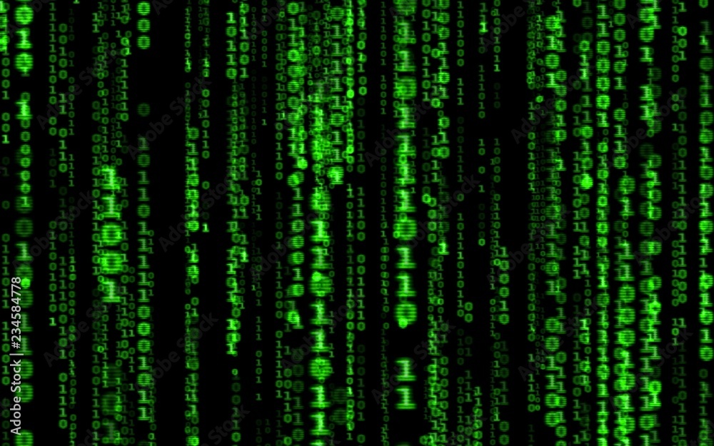 Background in a matrix style.Binary computer code on black background ...