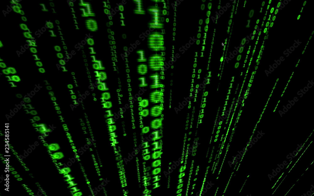 Background in a matrix style.Binary computer code on black background ...