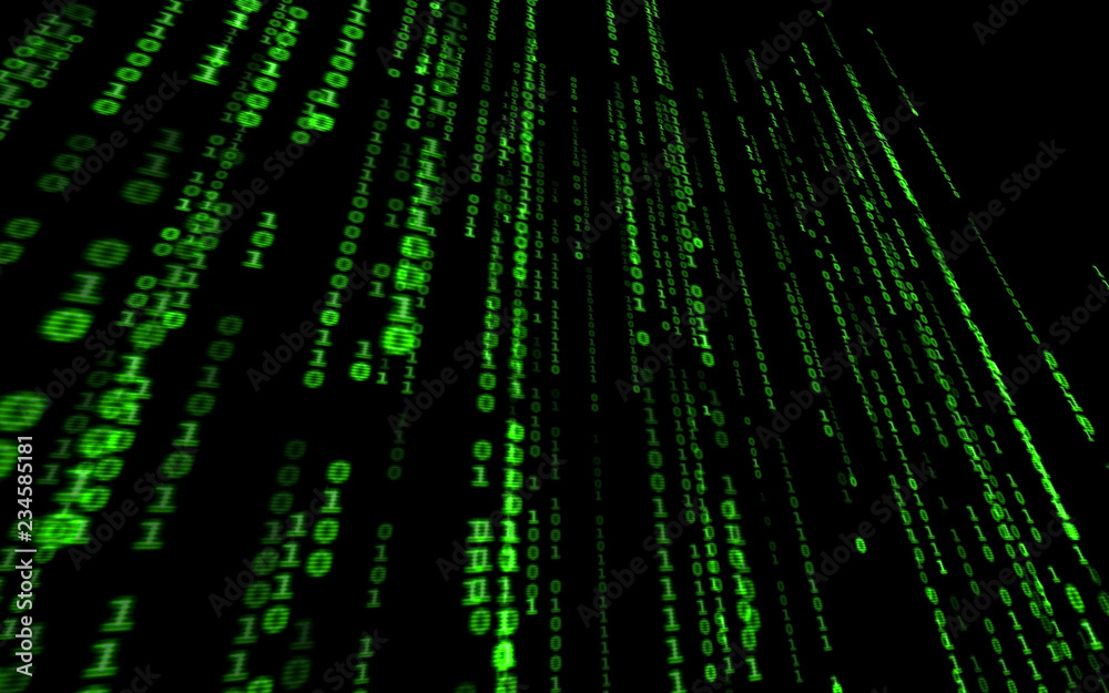 Background in a matrix style.Binary computer code on black background ...
