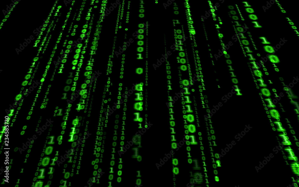 Background in a matrix style.Binary computer code on black background ...