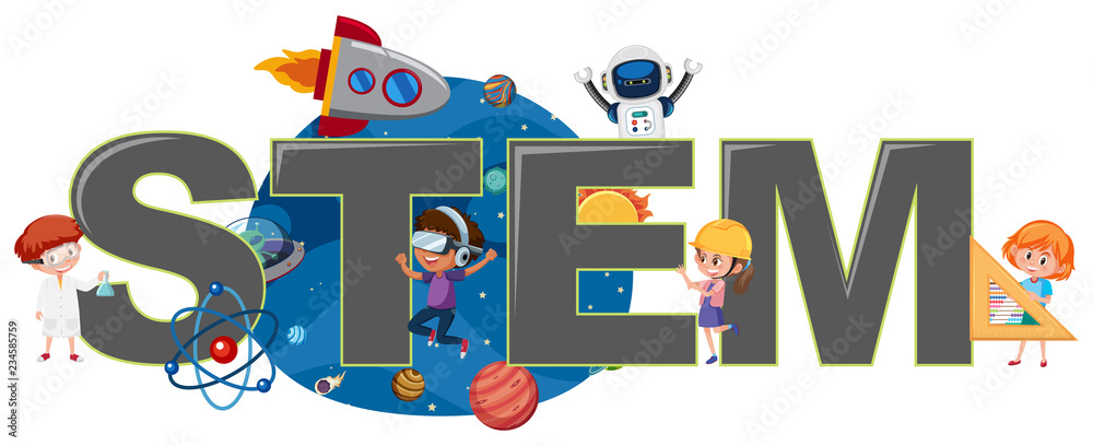 Children with STEM logo Stock Vector | Adobe Stock